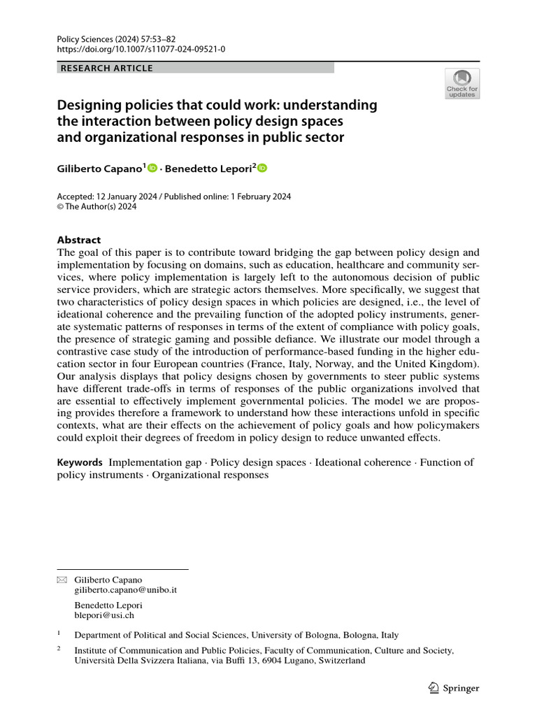Designing Policies That Could Work | PDF | Policy | Goal