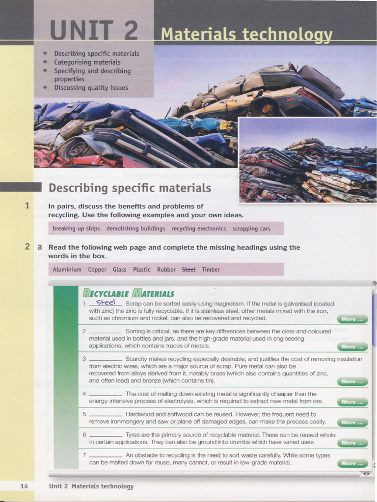 English For Engineering - Unit 2 - Materials | PDF | Metals | Chemical ...