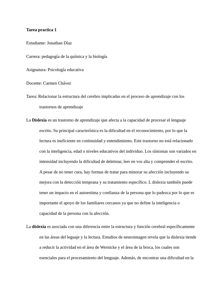 psico 1 | PDF | Desorden hiperactivo y deficit de atencion | Dislexia
