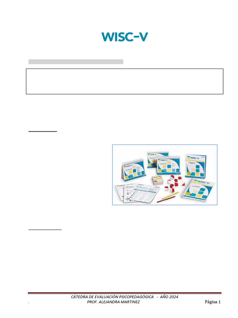 WISC V Documento Elaborado Por La Cátedra | PDF | Cognición | Neurociencia