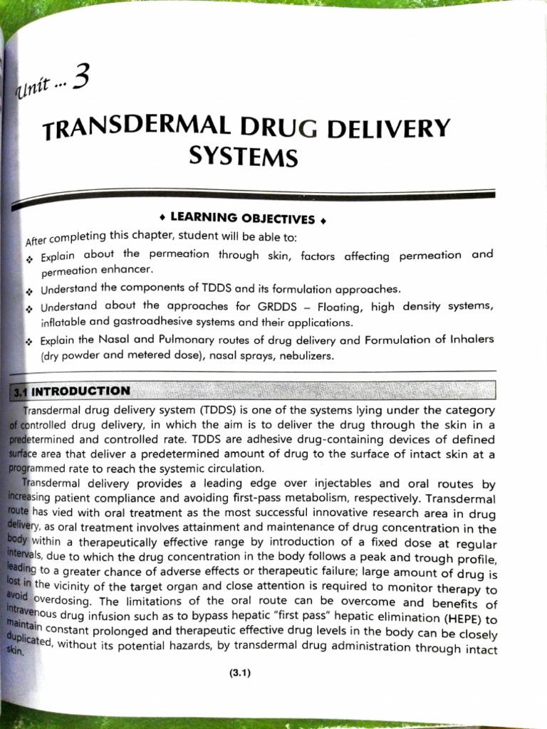 Transdermal Drug Delivery System | PDF
