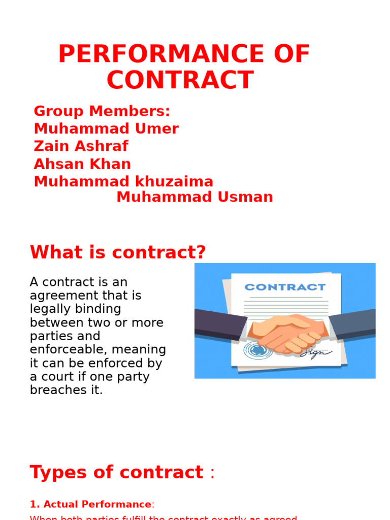 Performance of Contract | PDF | Breach Of Contract | Legal Liability