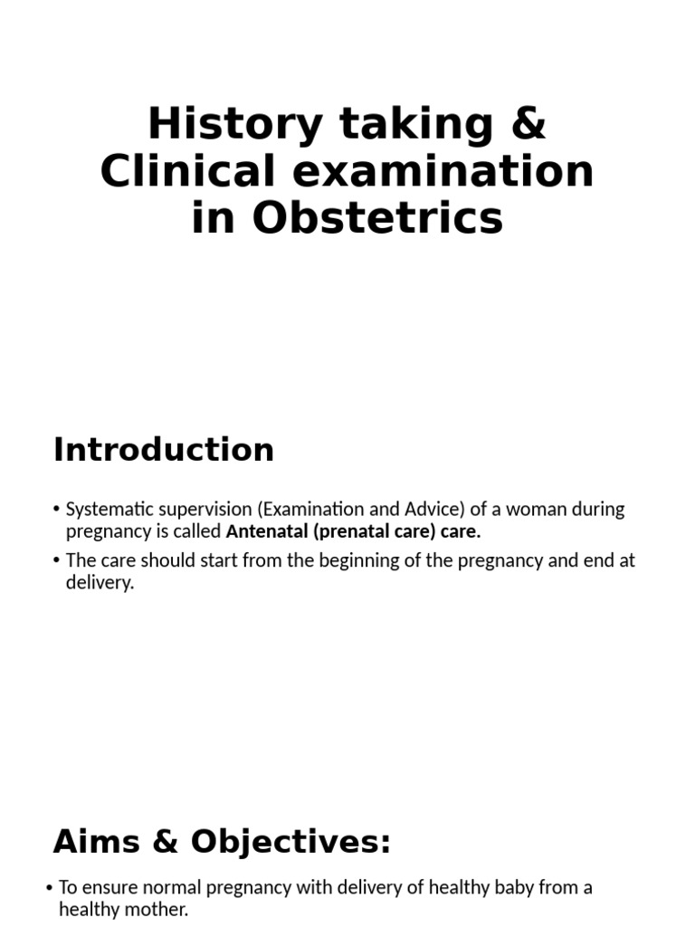 History Taking & Clinical Examination in Obstetrics 2 | PDF | Pregnancy ...