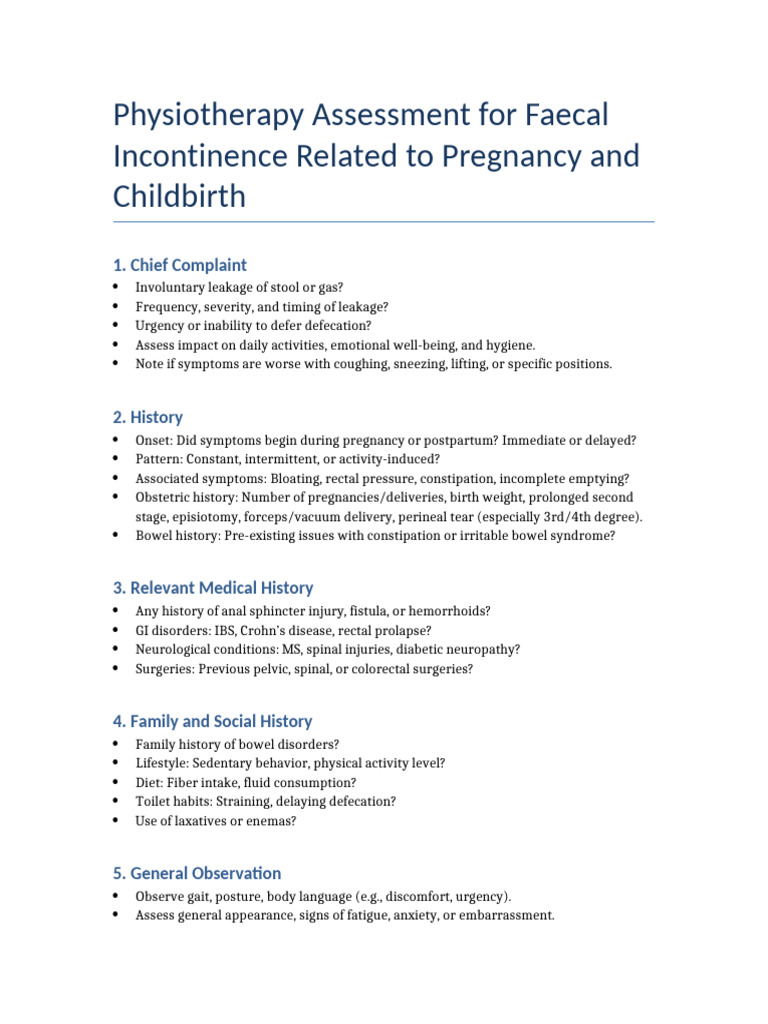 Physiotherapy_Assessment_Faecal_Incontinence | PDF | Constipation ...