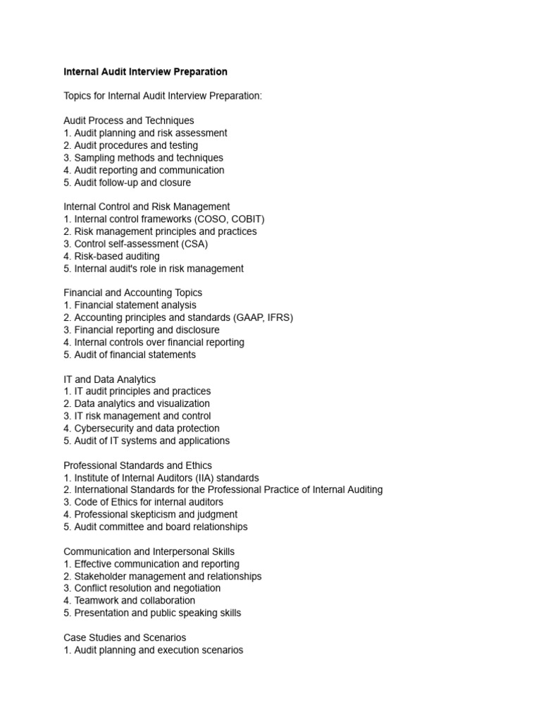 Internal Audit Interview Preparation | PDF