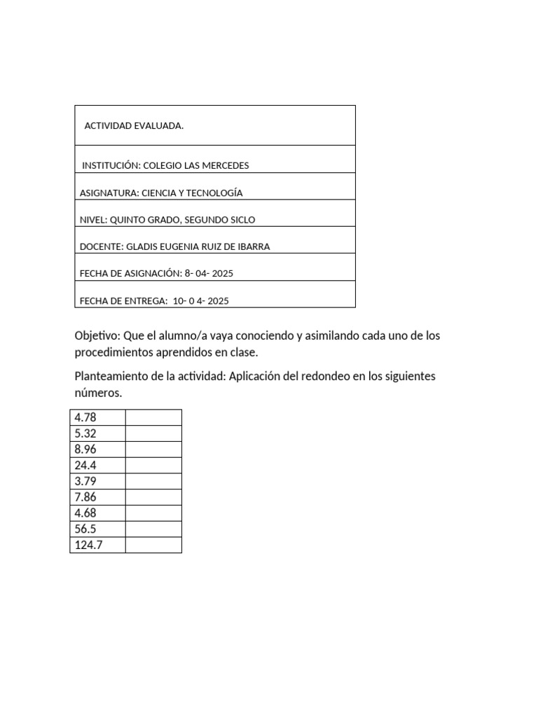 Actividad Evaluada de Ciencia y Tecnología | PDF