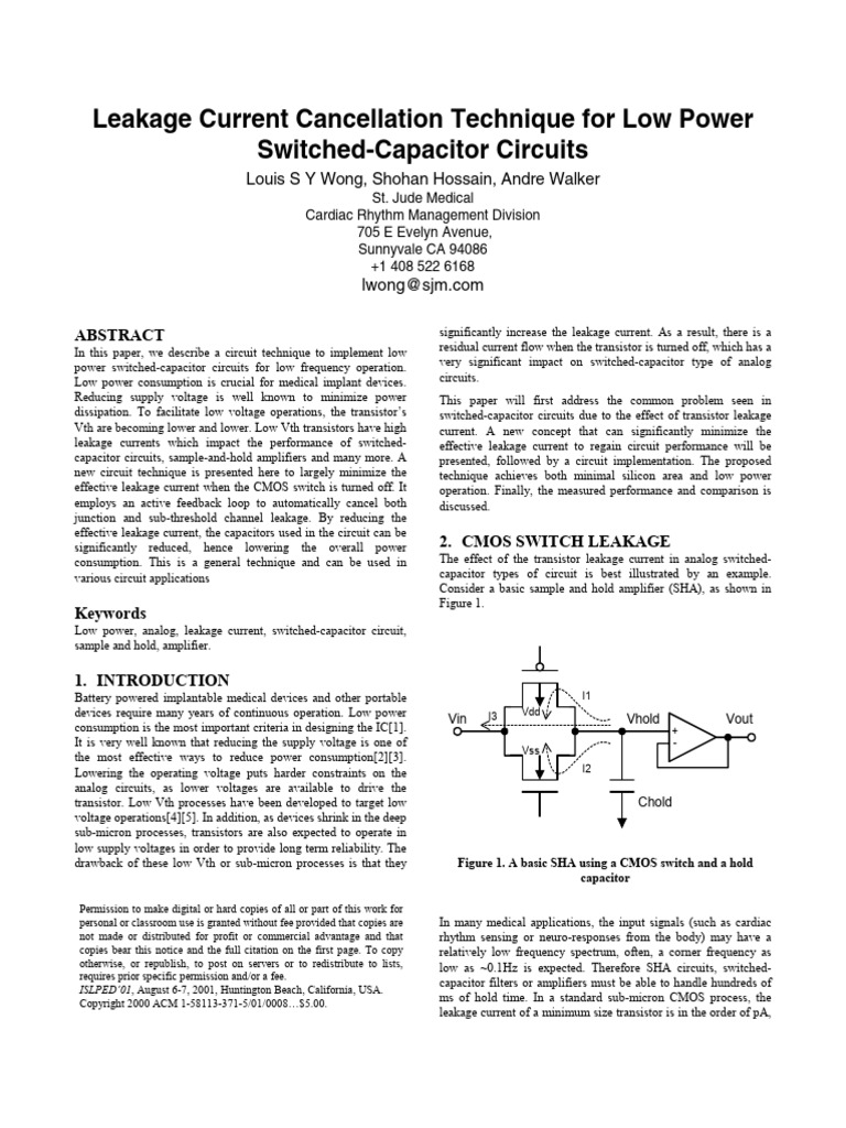 Leakage Current Cancellation Technique For Low Power 4cs9g7sflo | PDF | Amplifier | Electronic ...