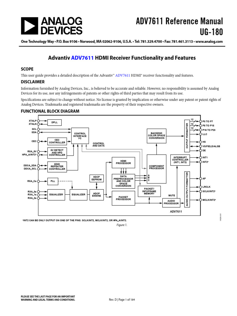 ADV 7611 Manual | PDF | Hdmi | Computing