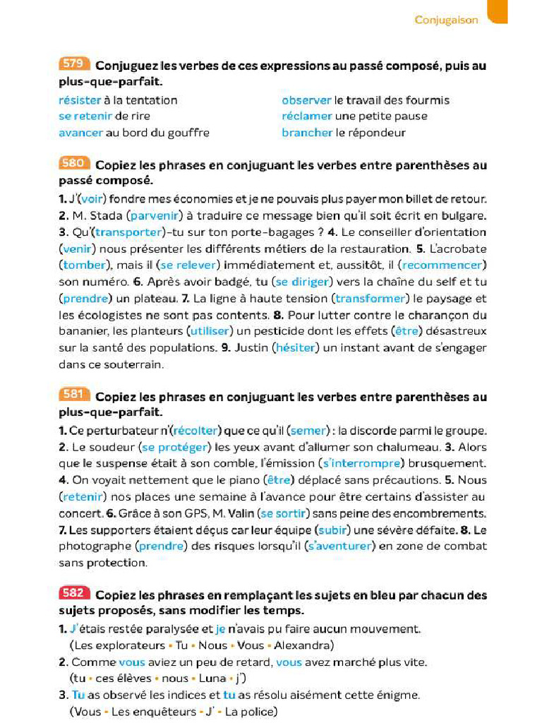 Le Plus Que Parfait - Exercices | PDF