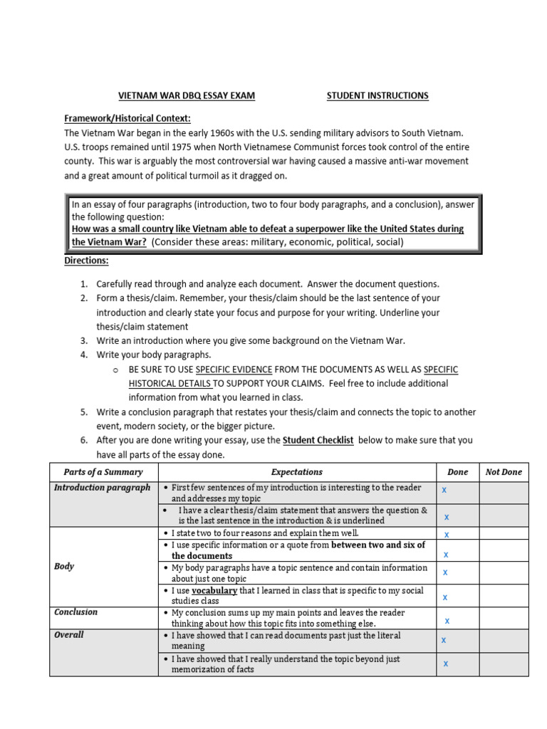 Kami Export - Ayanna Navarro - Vietnam War Mini DBQ | PDF | Vietnam War ...