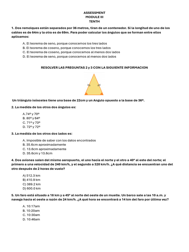 Prueba Modulo 1 Decimo | PDF | Velocidad | Física