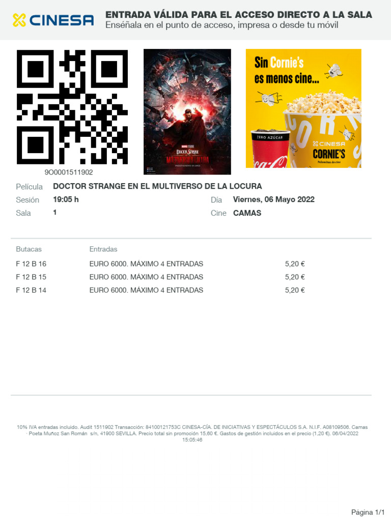 Entradas y Bar Cinesa | PDF