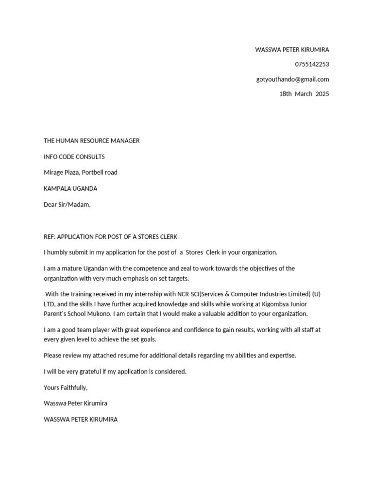 Cover Letter INFO CODE | PDF