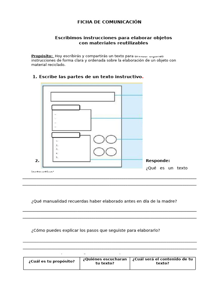 4° Ficha Comu Escribimos Instrucciones para Elaborar | PDF