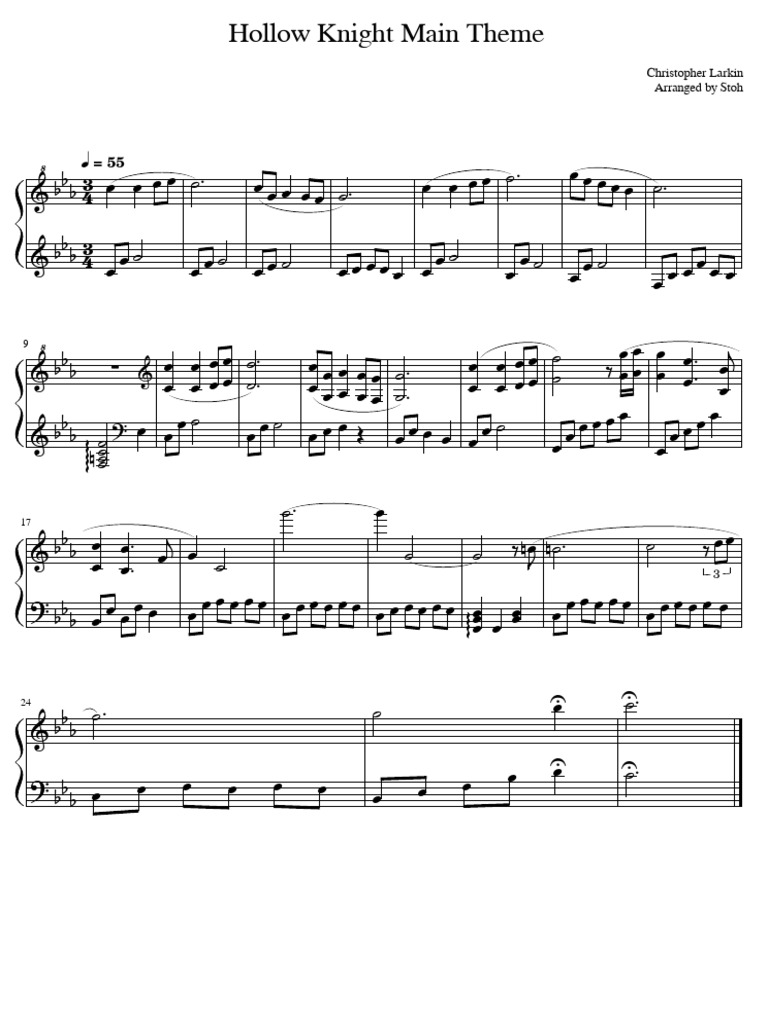 Hollow Knight Main Theme Arrangement | PDF