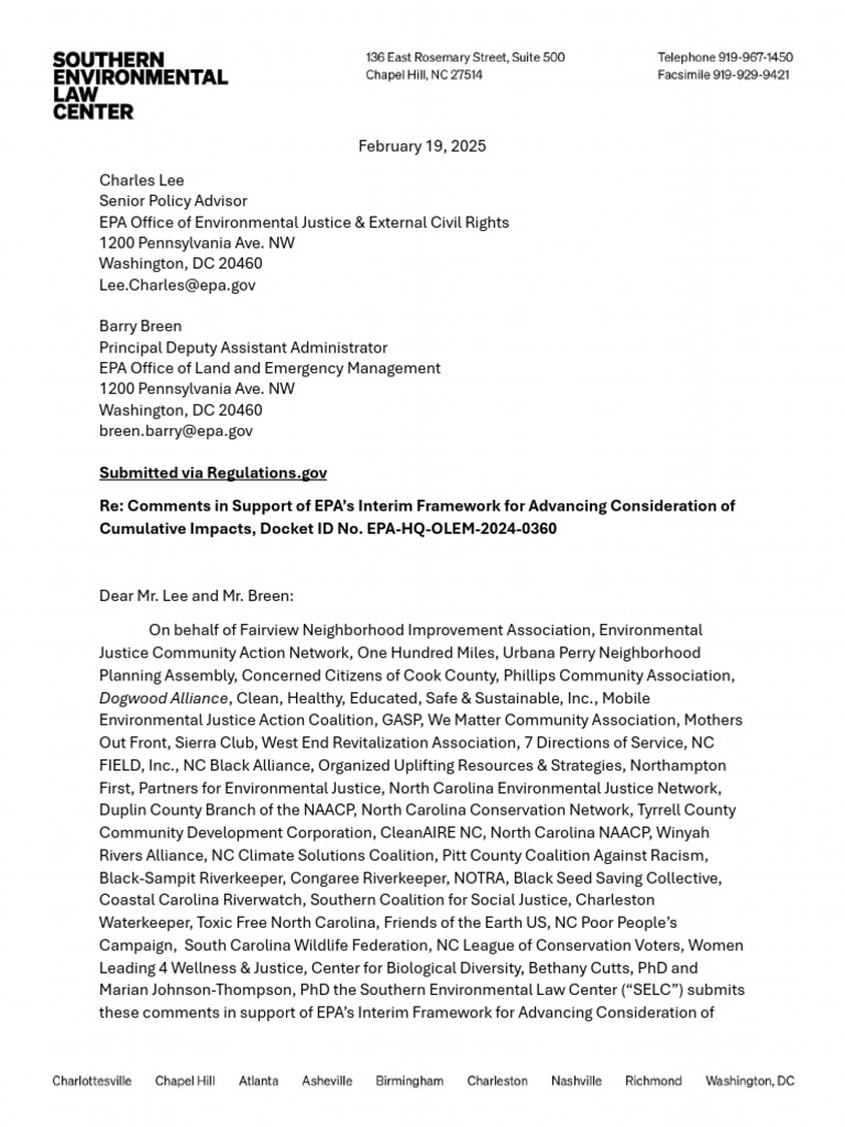 2025-02-19_Interim Framework Cumulative Impacts Comments (1) | PDF ...
