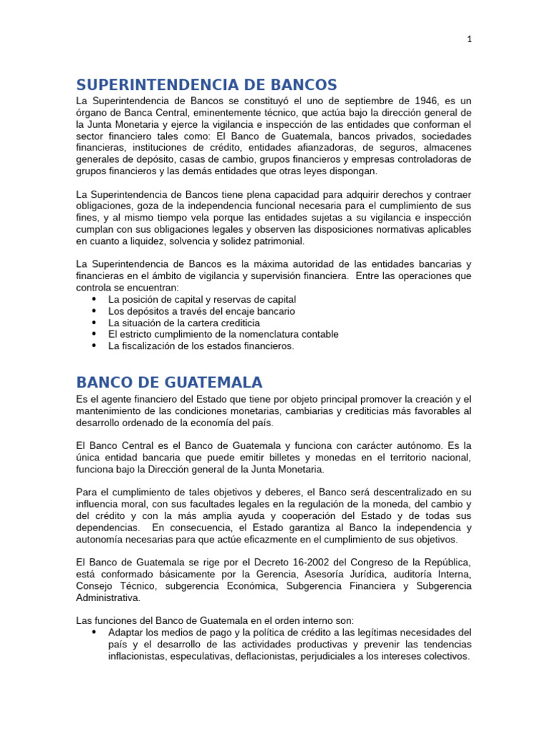 Sistema Financiero Guatemalteco 3 | PDF | Bancos | Bancos centrales