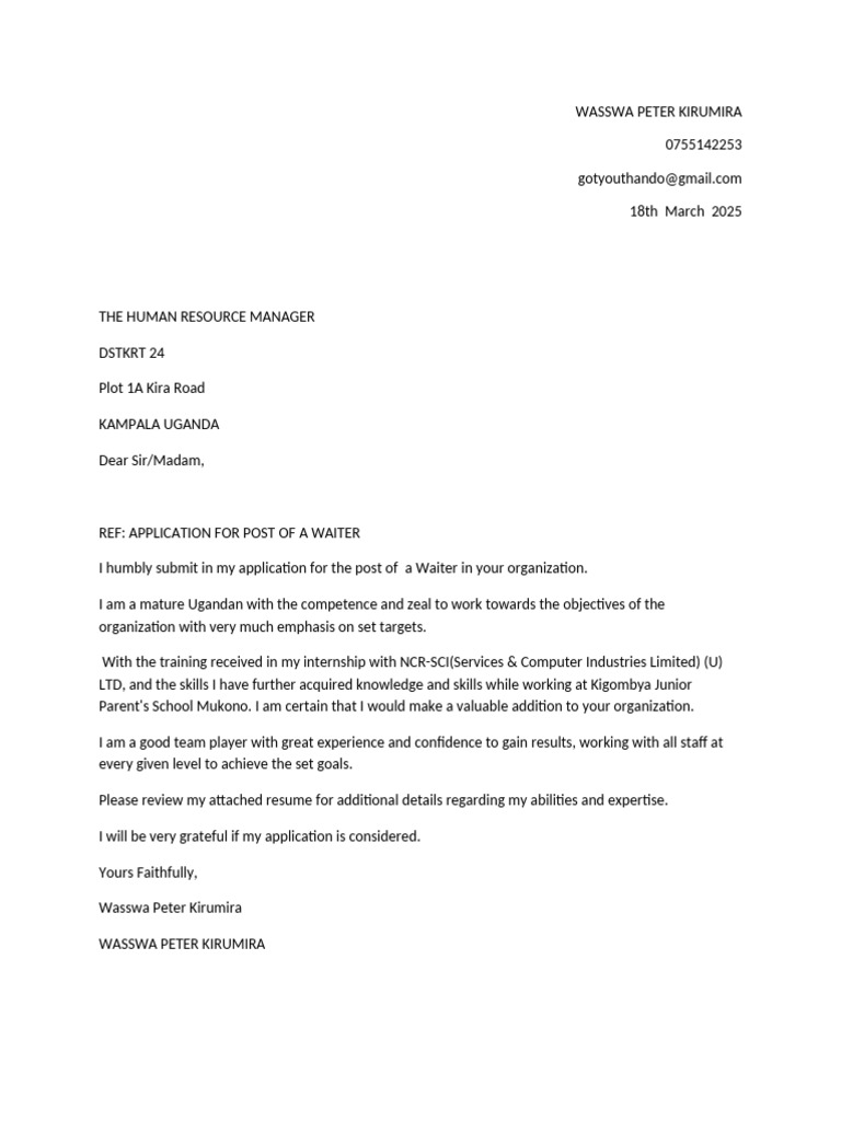 Cover Letter D24 | PDF