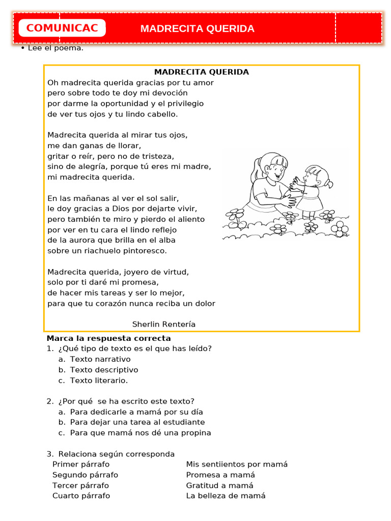Poema "Madrecita Querida" | PDF
