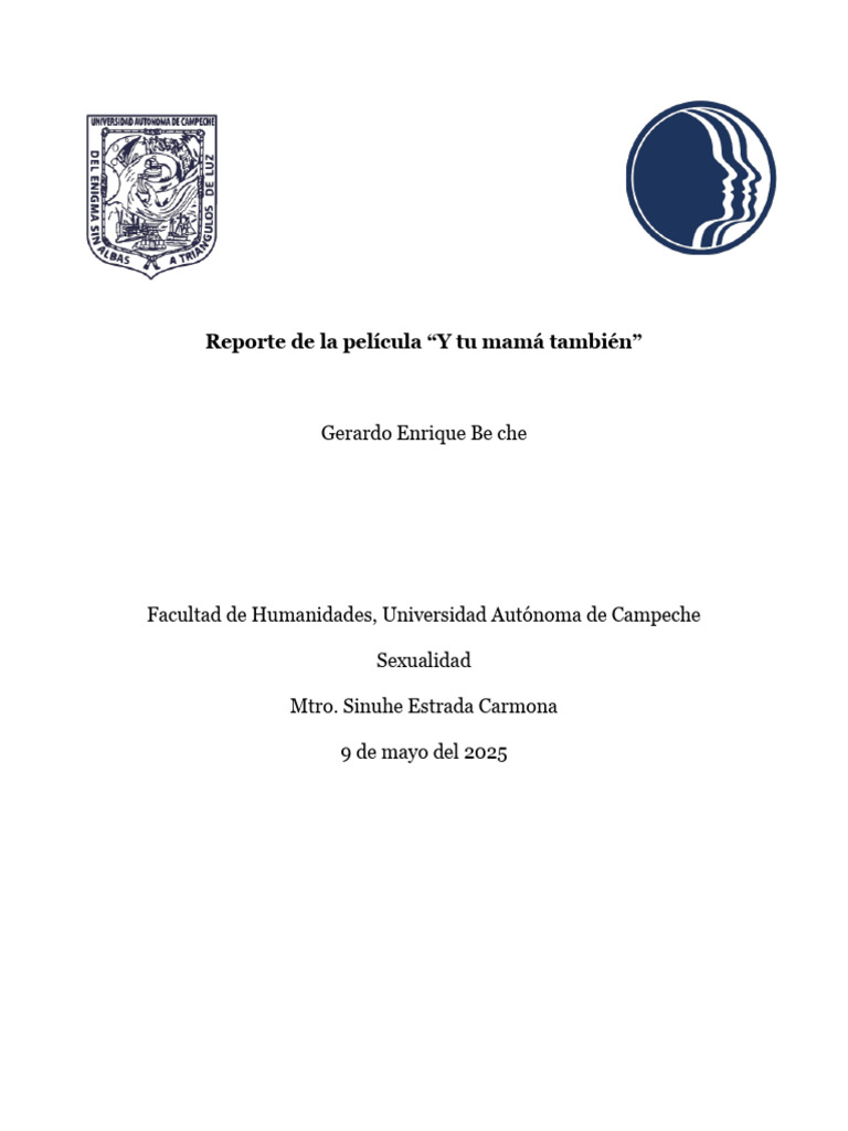Reporte de La Película Y Tu Mamá También | PDF | La sexualidad humana ...