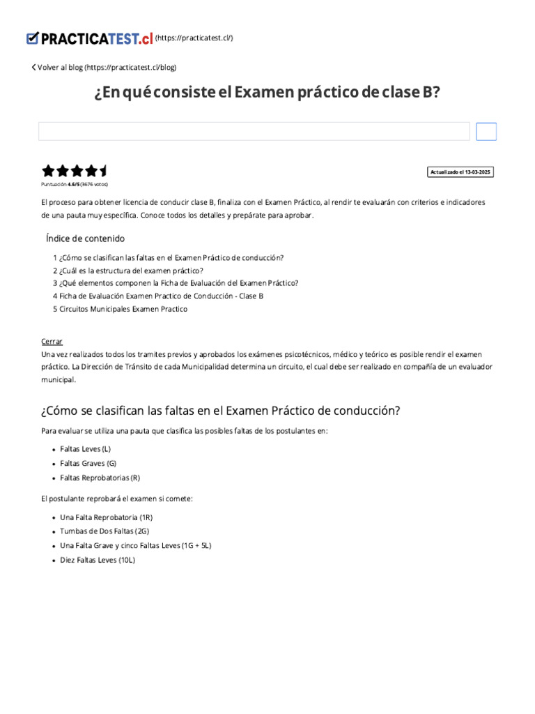¿En Qué Consiste El Examen Práctico de Clase B | PDF | Peatonal