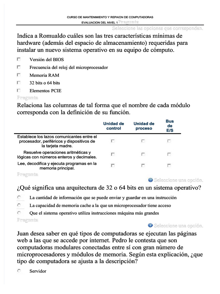 PDF Eval Nivel 1 So - Compress | PDF | Microprocesador | Bios