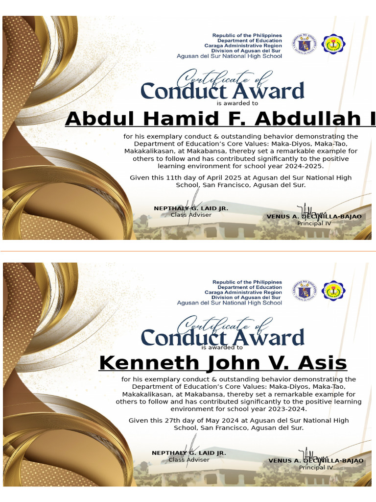 Certificate of Conduct Award 2023 1 | PDF