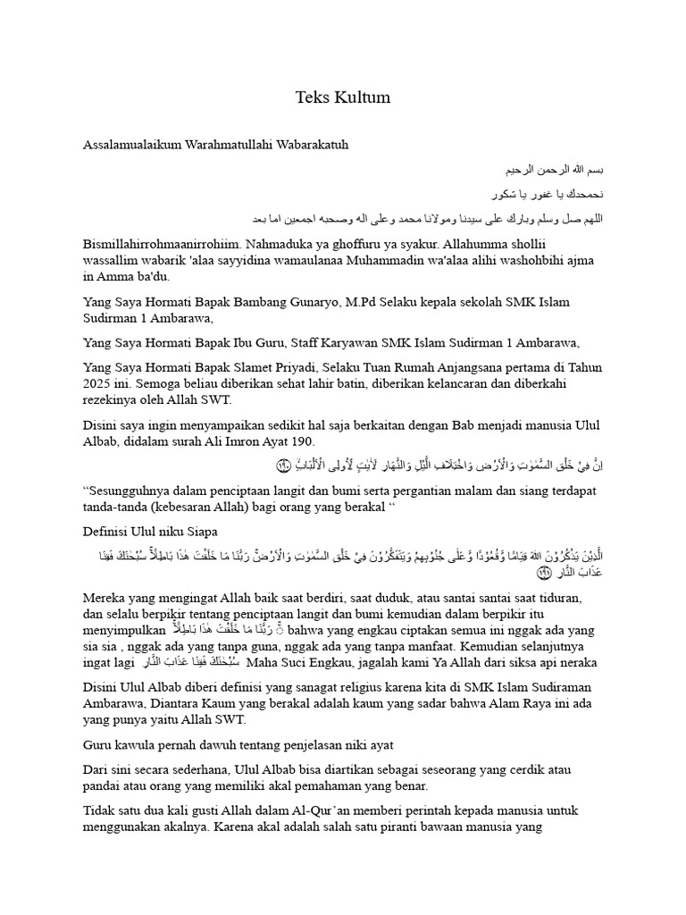 Teks Kultum | PDF