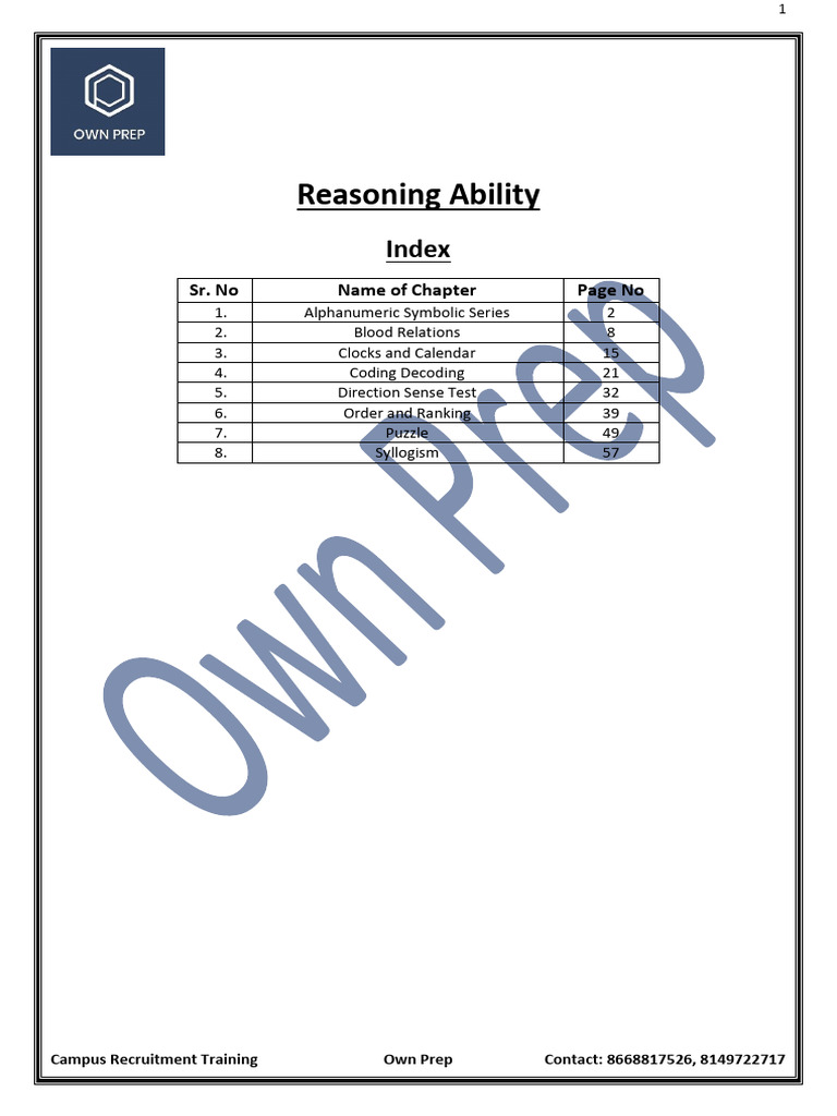 Reasoning Ability CRT Material | PDF | Mathematics | Phonetics