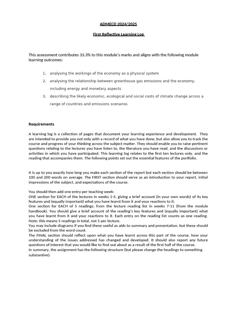 Assessment Brief Learning Log 1 | PDF | Plagiarism | Turnitin