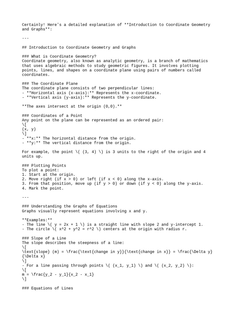 Coordinate Geometry Pdf Cartesian Coordinate System Analytic Geometry