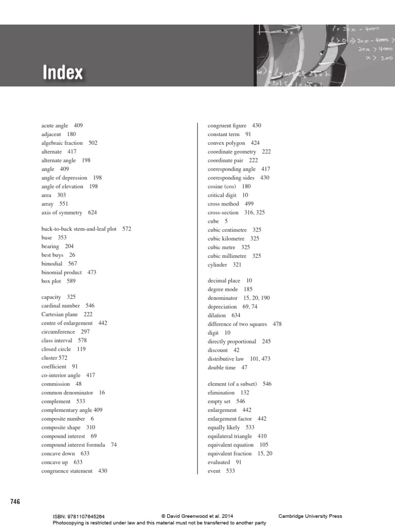 Index of Mathematical Terms | PDF | Area | Mathematical Concepts