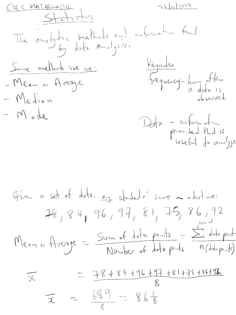 Csec Math Statistics-28112024 | PDF
