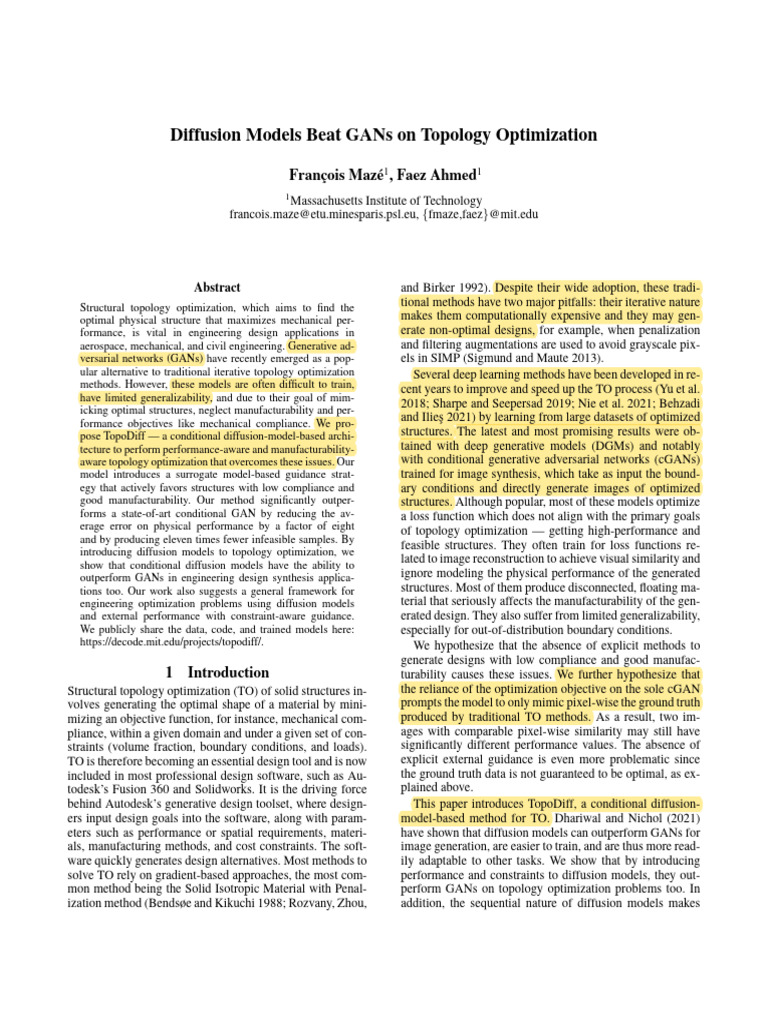 2023-Maze-Diffusion Models Beat GANs On Topology Optimization | PDF | Mathematical Optimization ...