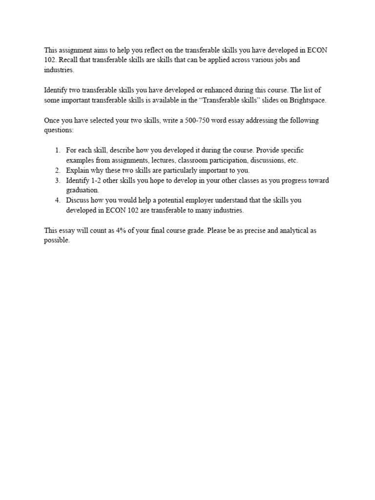 Transferable Skill Assignment | PDF