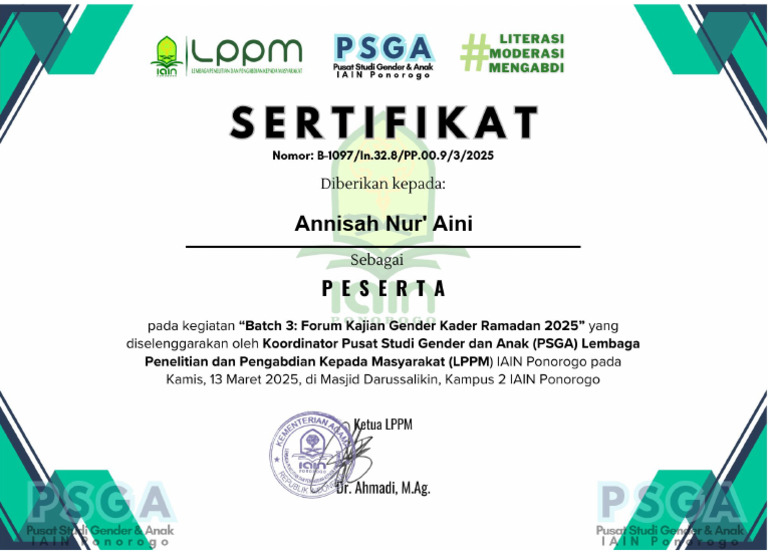 (2025) Batch 3 - Sertifikat Kajian Kader Ramadan (Kamis, 13 Maret 2025 ...