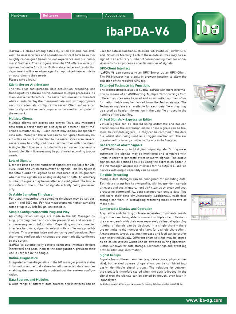 Flyer ibaPDA-V6 v1.1 en A4 | PDF | Microsoft Windows | Client–Server Model