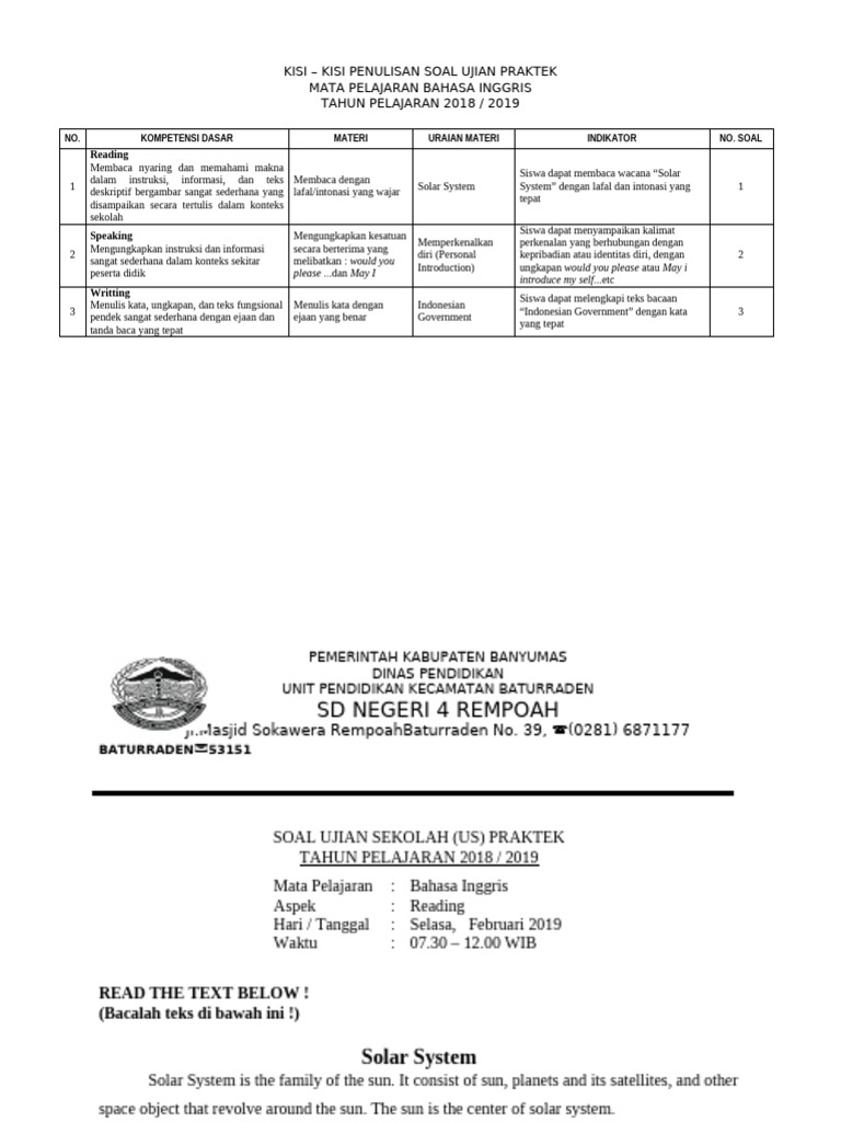 Ujian Praktek Bahasa Inggris | PDF