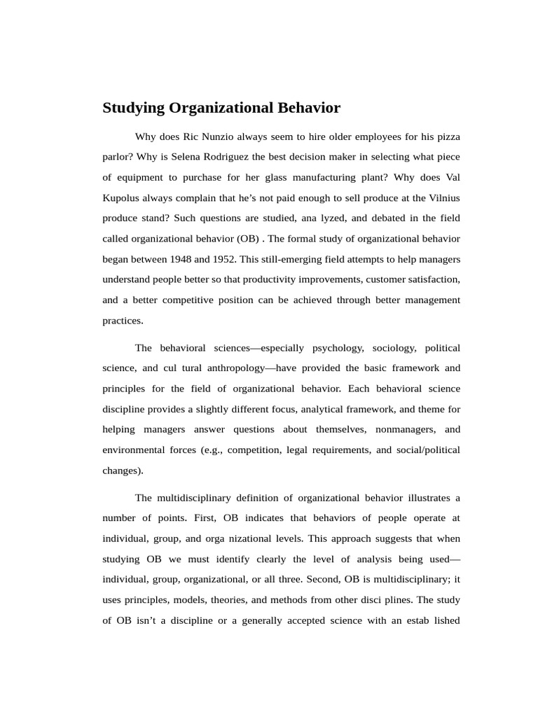 Ebook - Bagian (Studying Organizational Behavior) | PDF | Organizational Behavior | Behavior