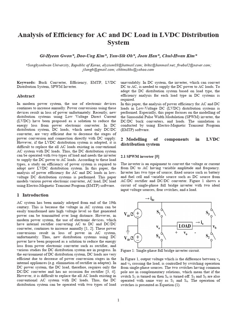 Analysis of Efficiency For AC and DC Load in LVDC Distribution System | PDF | Rectifier | Power ...