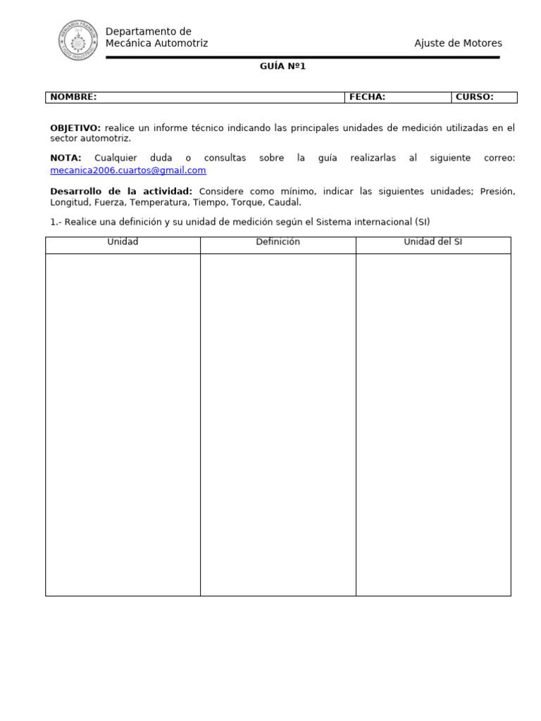 Guía MODULO 1, 3º Mecanica | PDF | Medición