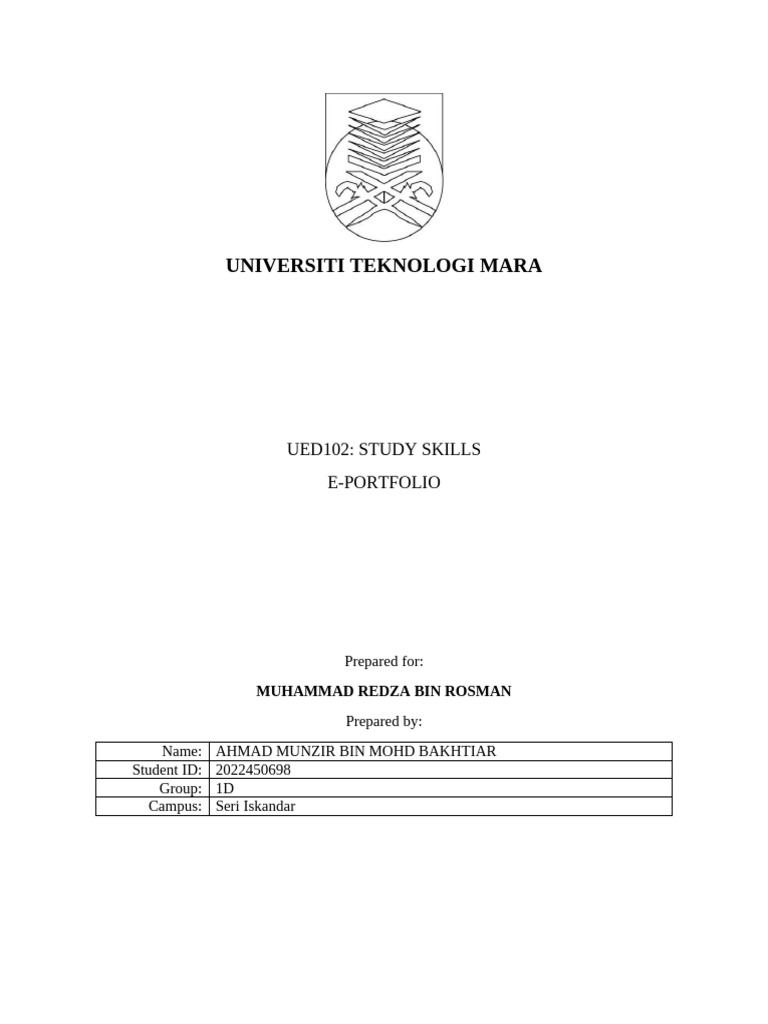 E-Portfolio UED102 - (Your Name & Your Student ID) | PDF | Human Communication | Cognitive Science