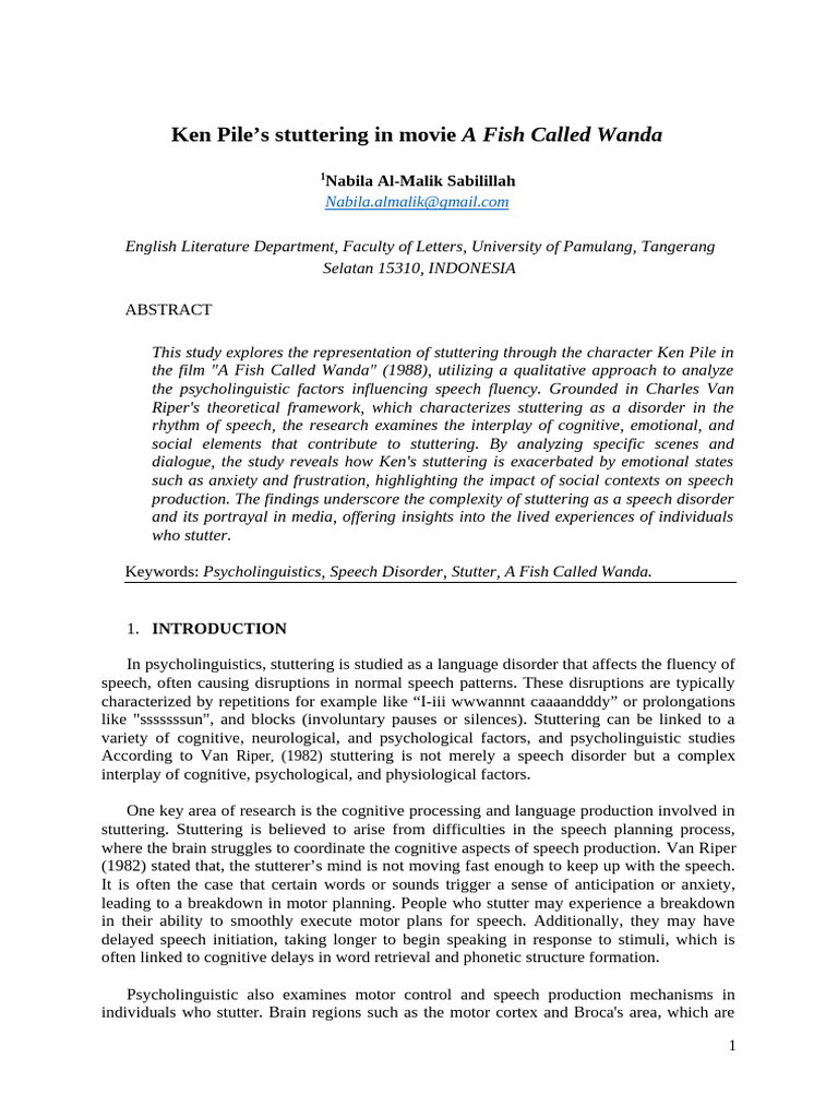 Nabila Al-Malik Sabilillah - 211010600027 | PDF | Stuttering | Speech