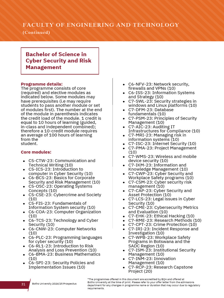 Botho University Cyber Security Program | PDF | Computer Security ...