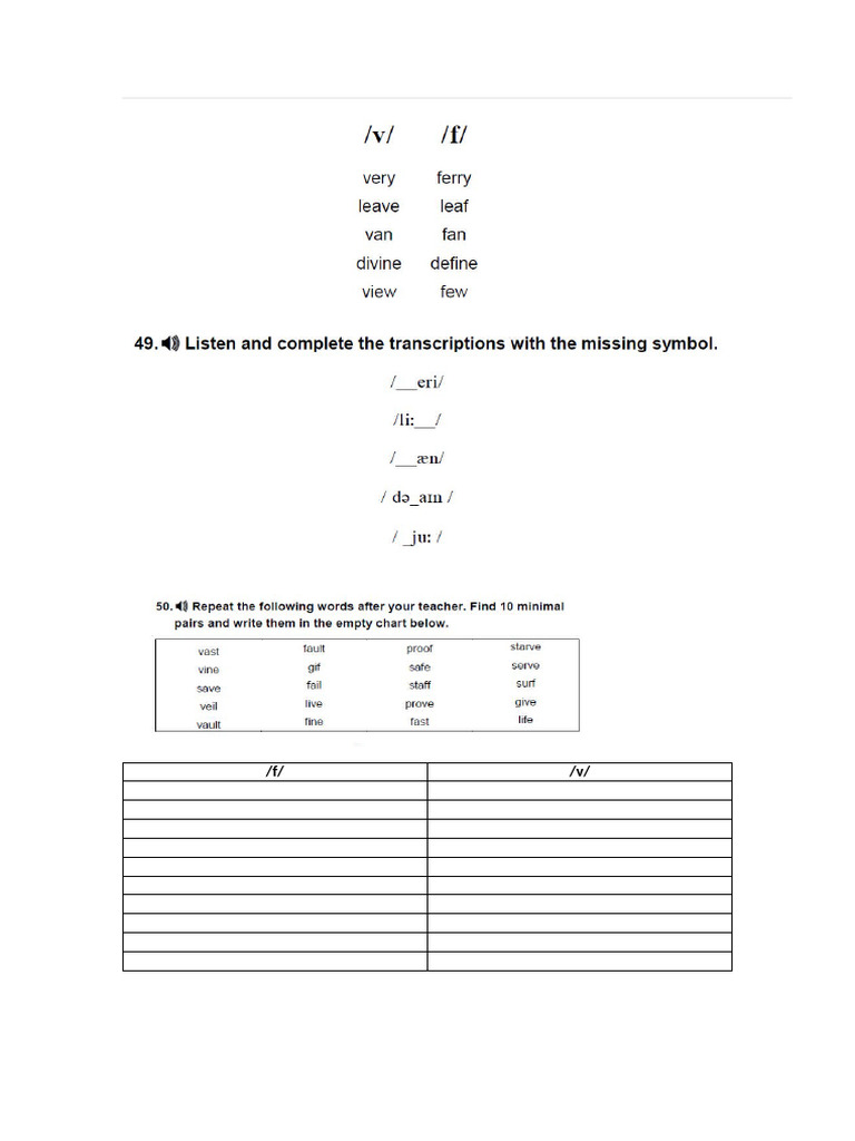 Extra Activities F and V | PDF