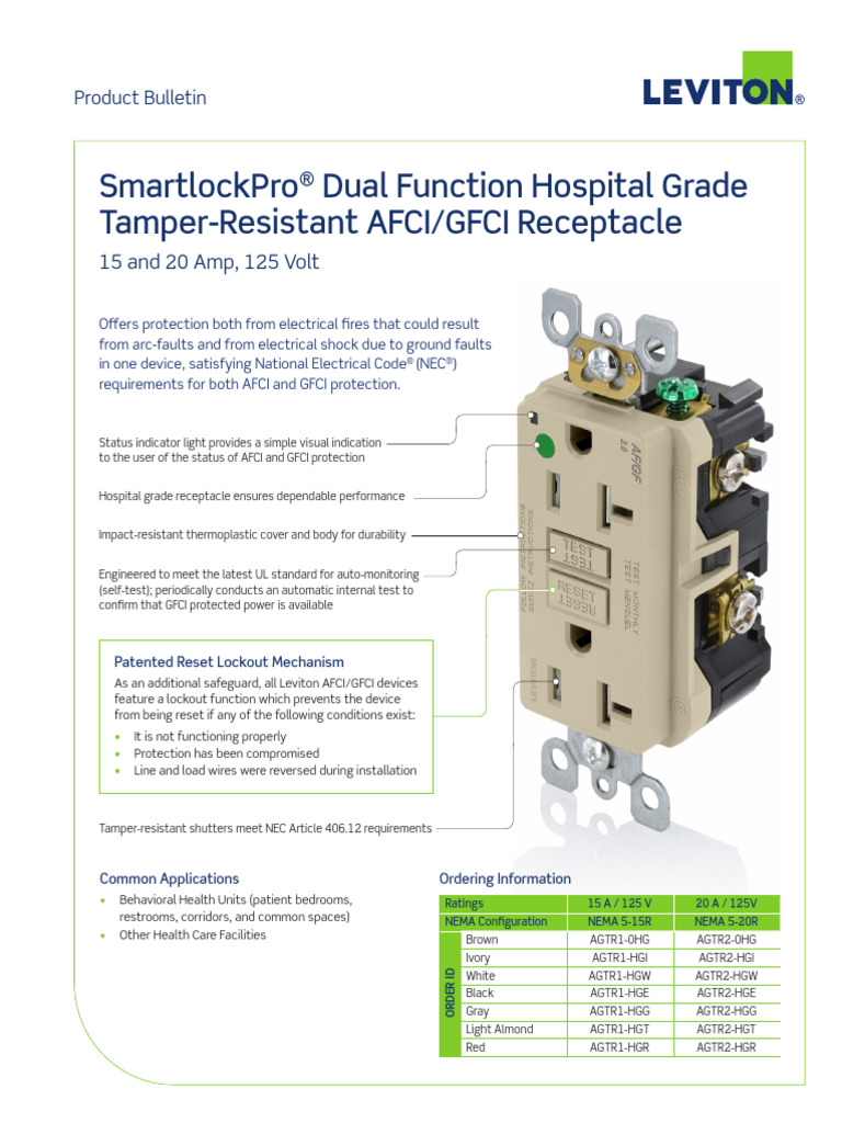 HG AFCI-GFCI Receptacle PB Q-1230 | PDF | Equipment | Electrical Equipment