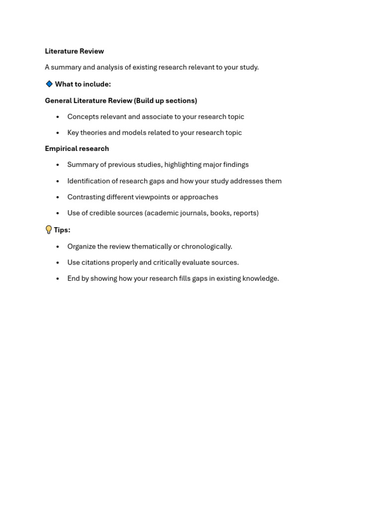 Chapter 2 - Lit Rev - Dissertation Tips | PDF