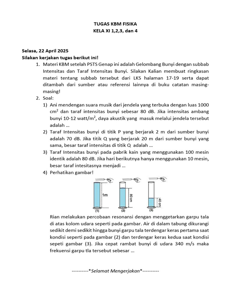 Tugas Kbm Fisika-gelombang Bunyi | PDF