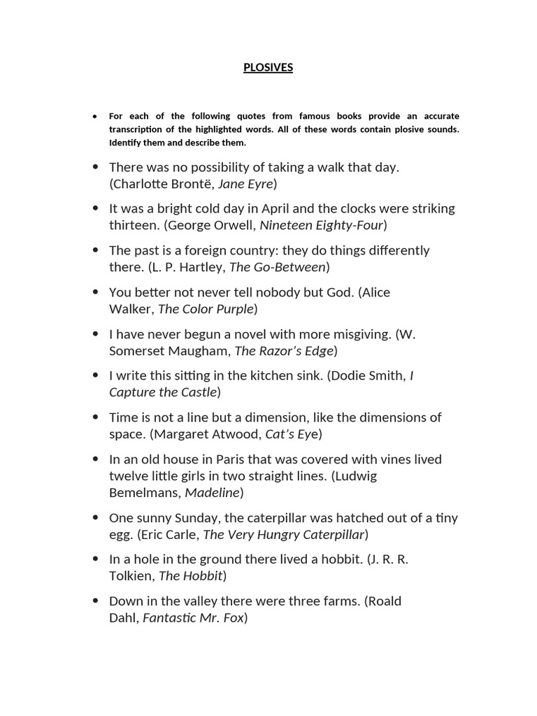 Plosives Practice | PDF