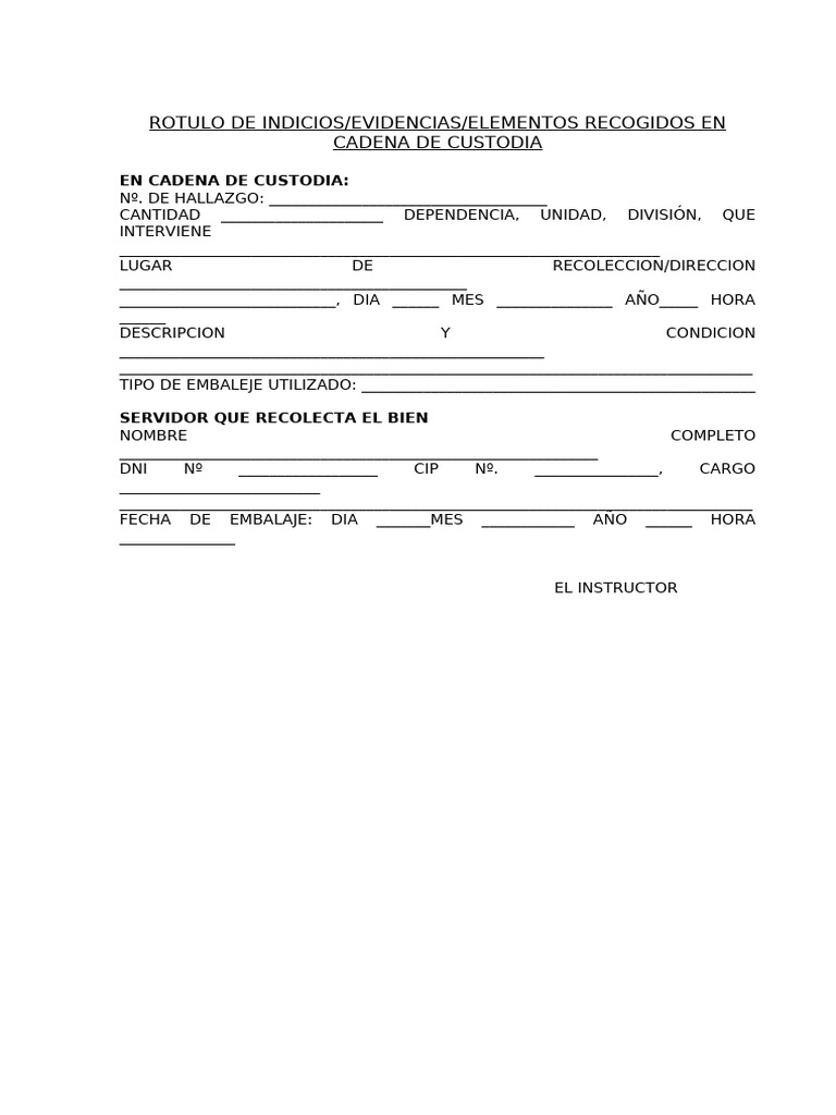 Rotulo de Cadena de Custodia | PDF